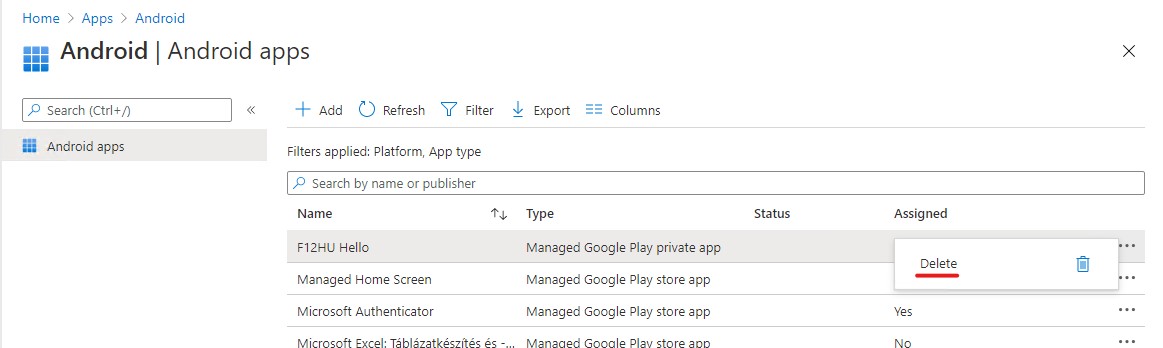 Restore deleted private Android application in Intune | F12